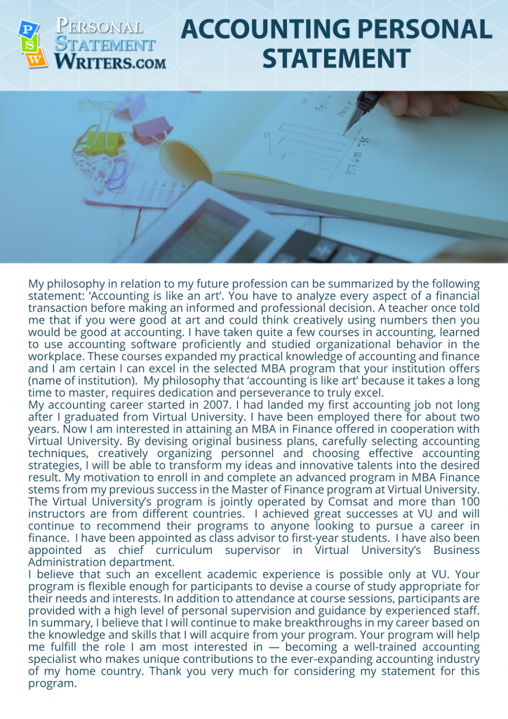 Best Made Personal Statement Accounting Example
